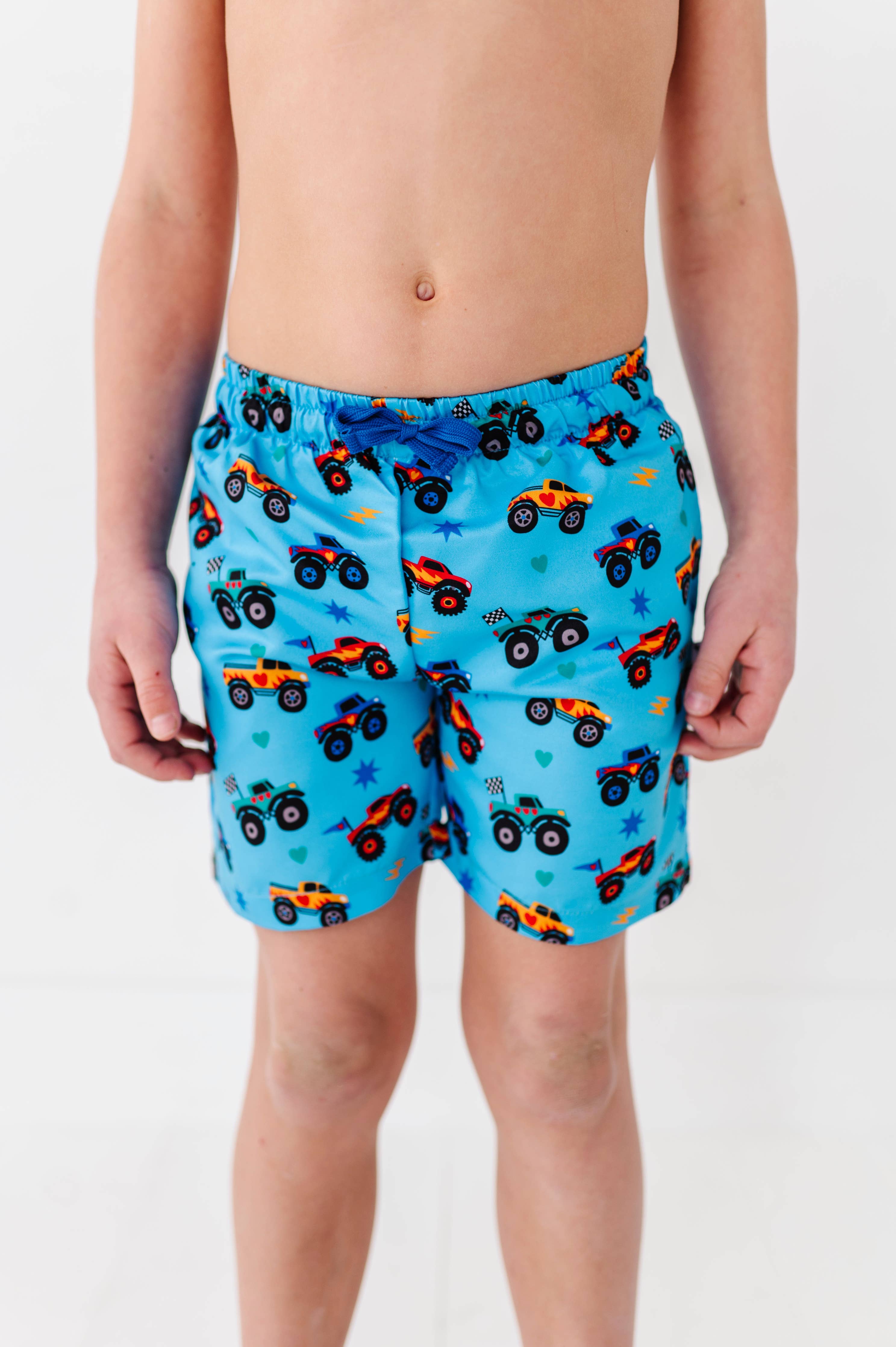 Monster Truck Boys Swim Trunks – Bebe La Mer